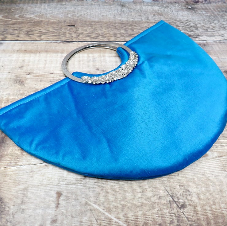 Blue silk decorated evening bag. Wedding bag. P... - Folksy