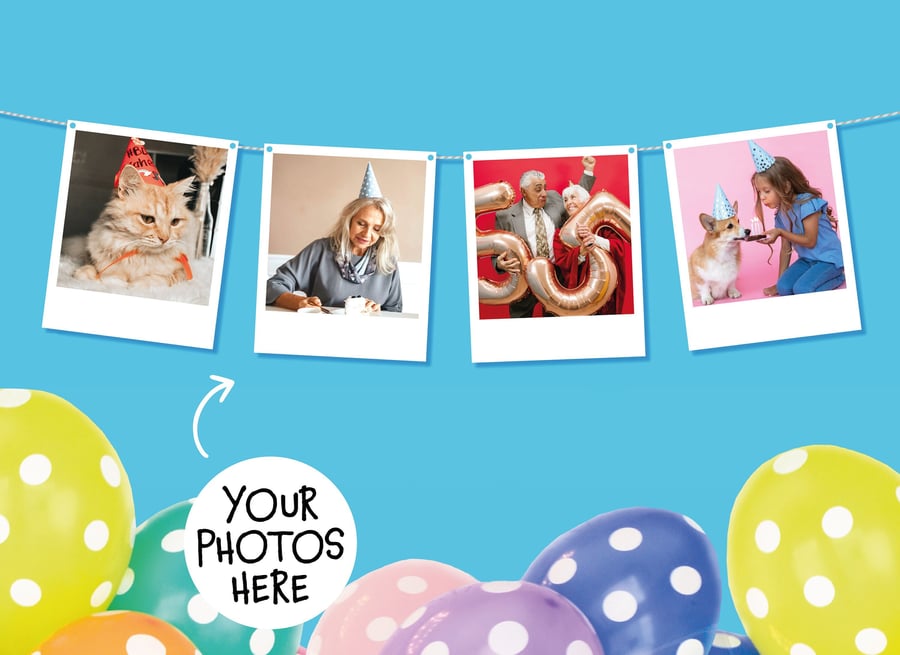 Custom Photo Birthday Banner - Folksy