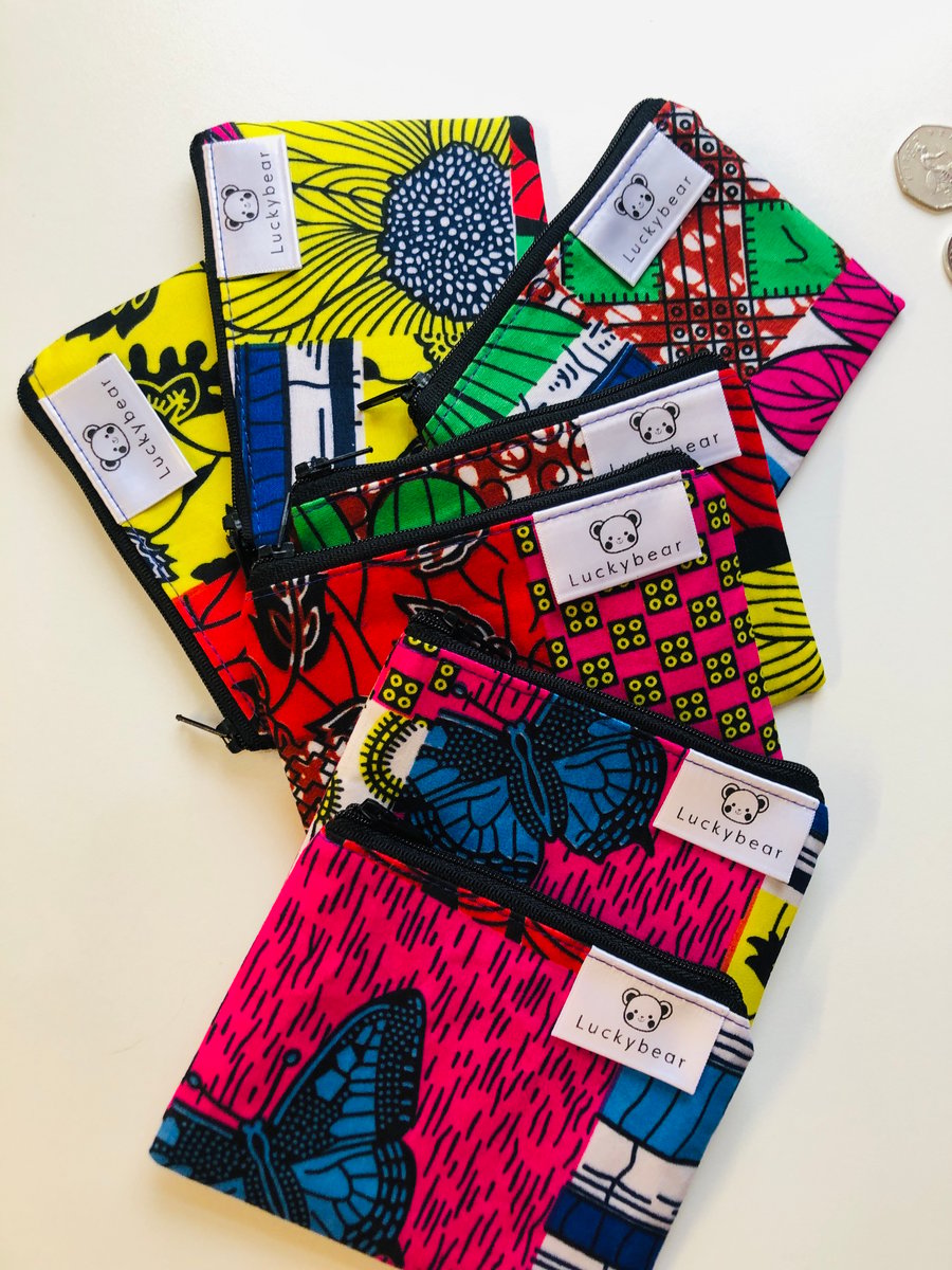 Coin purse in African wax print fabric; patchwo... - Folksy
