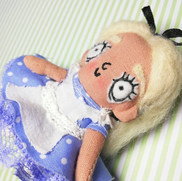 Miniature Alice with Machine Embroidered Details - Folksy