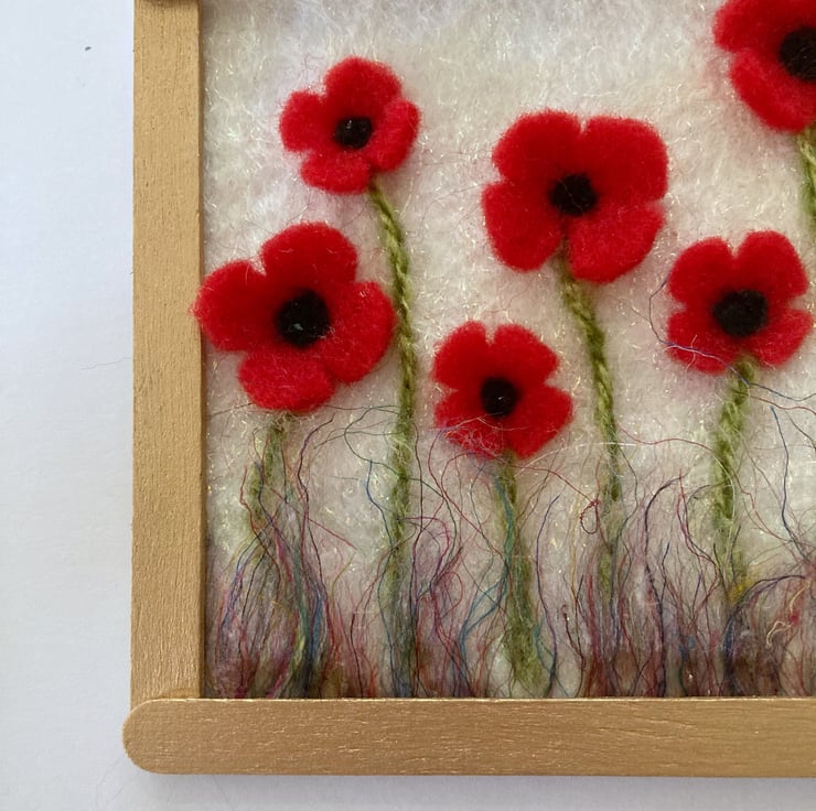 3D felted poppy miniature picture - Folksy