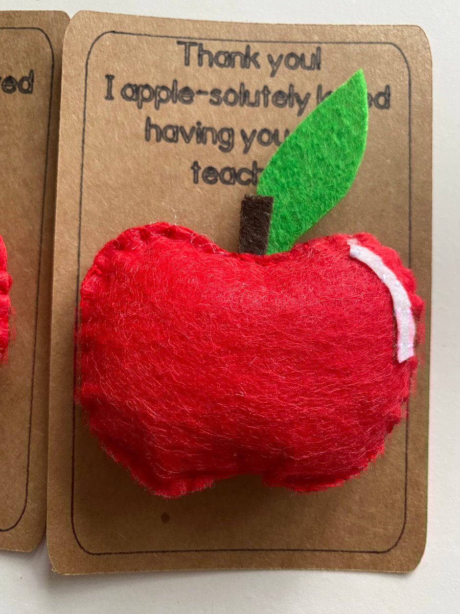 Thank you teacher felt apple card - Folksy