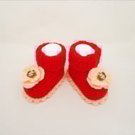 Baby Booties, Cute Baby Booties in Red, Red Bab... - Folksy