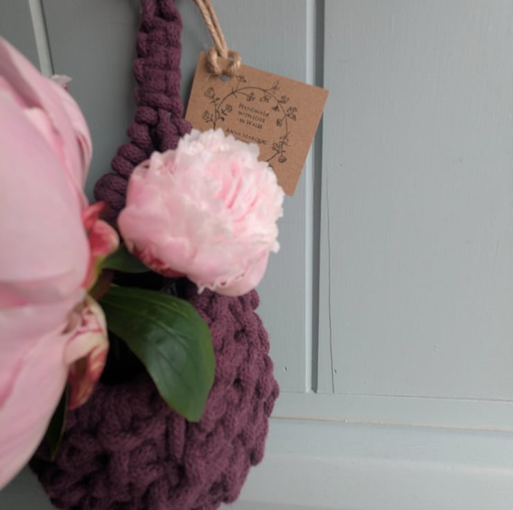 Eco Cotton Macramé Hanging Basket Plant Pot Holder - Folksy