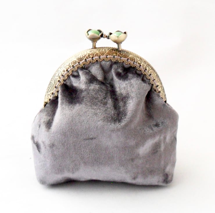Lilac velvet coin purse - Folksy