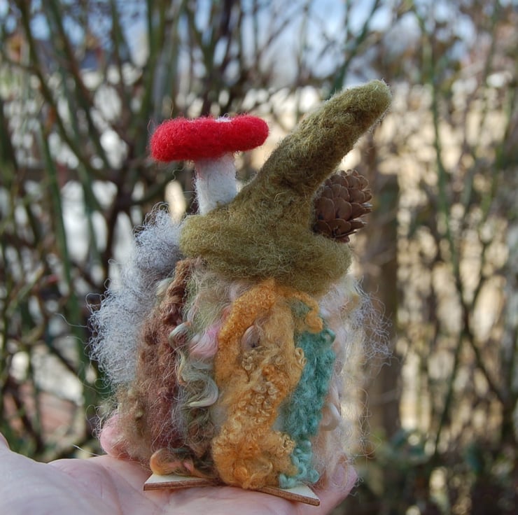 Needle felt Woodland gnome in an enchanted fore... - Folksy