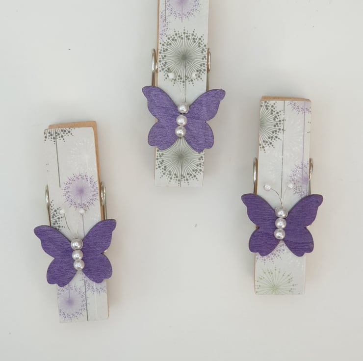 Butterfly Peg fridge Magnets decoupaged set of ... - Folksy