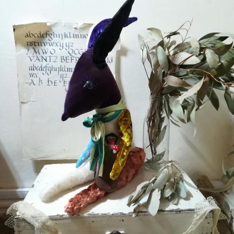 Primitive textile art Hare, sculpture, textile ... - Folksy