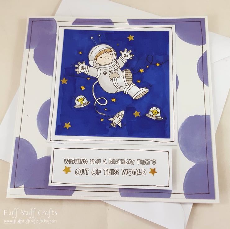 Handmade birthday card - spaceman - Folksy