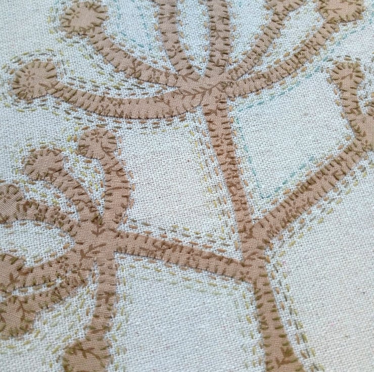 Seed head Textile Art Canvas, Applique and Hand... - Folksy