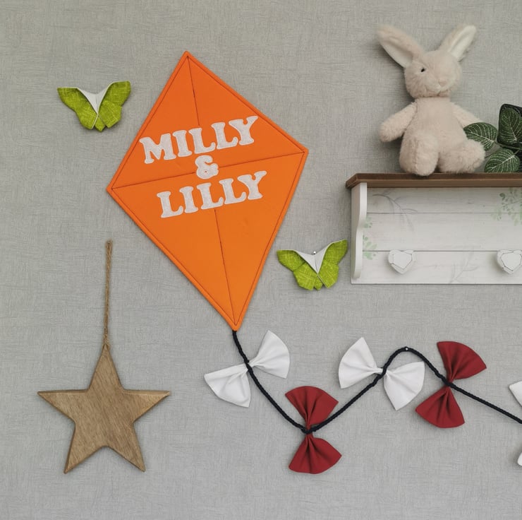Nursery decor, Bright orange kite wall decor fo... - Folksy