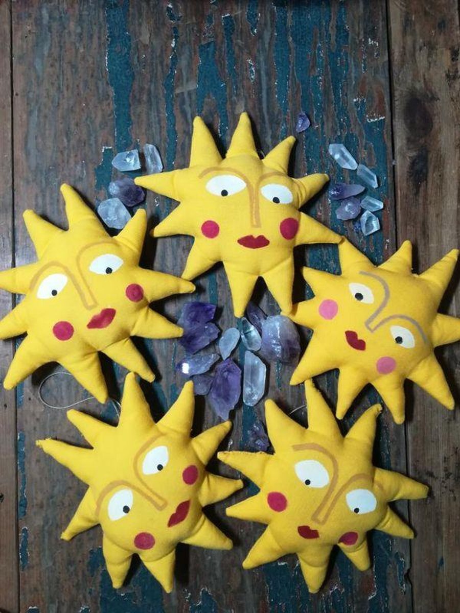 Mini sun decoration, wall hanging, textile art,... - Folksy