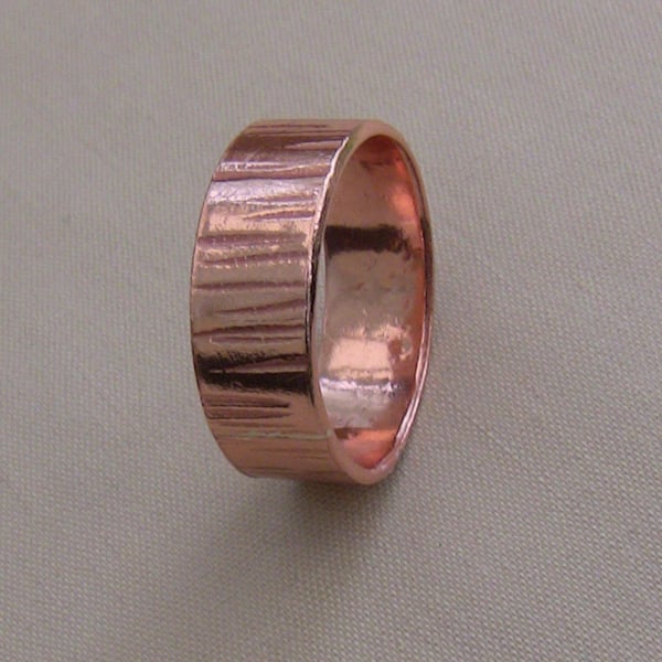 Hammered Copper Ring, Handmade, size P - Folksy
