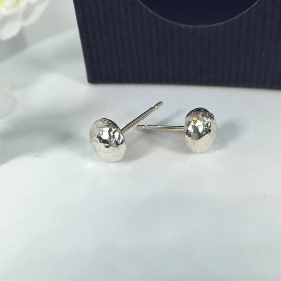 Pebble Stud Earrings - Sterling Silver - Folksy