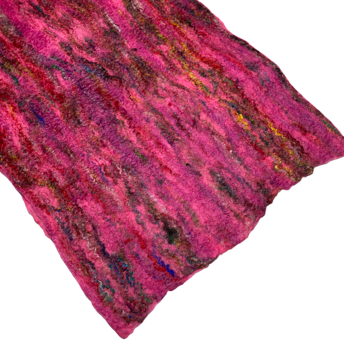 Felted merino wool scarf in bright pink with sa... - Folksy
