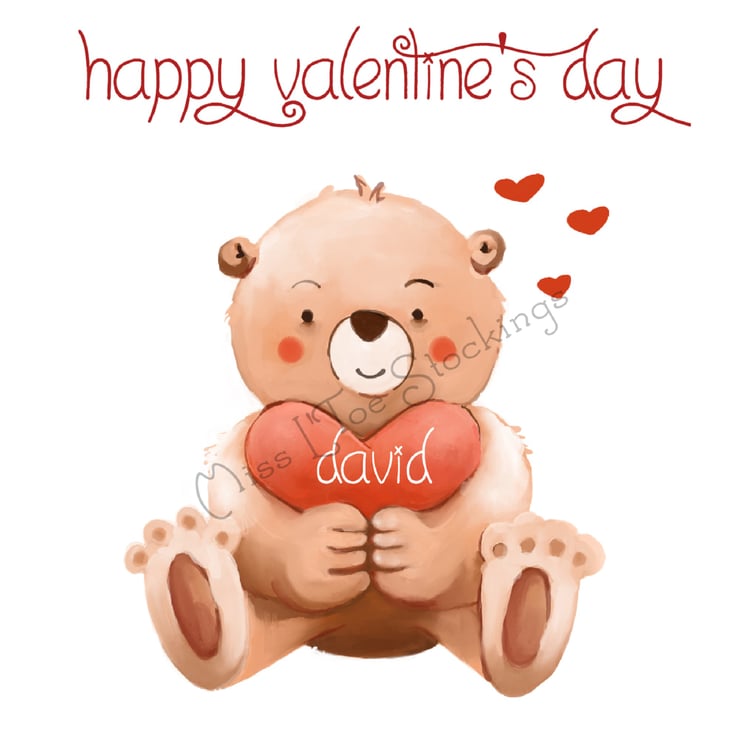 Personalised Cute Teddy Bear Valentine's Card: ... - Folksy