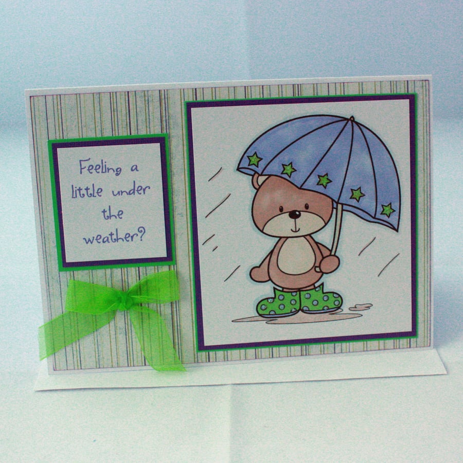 Get well soon card - under the weather - Folksy
