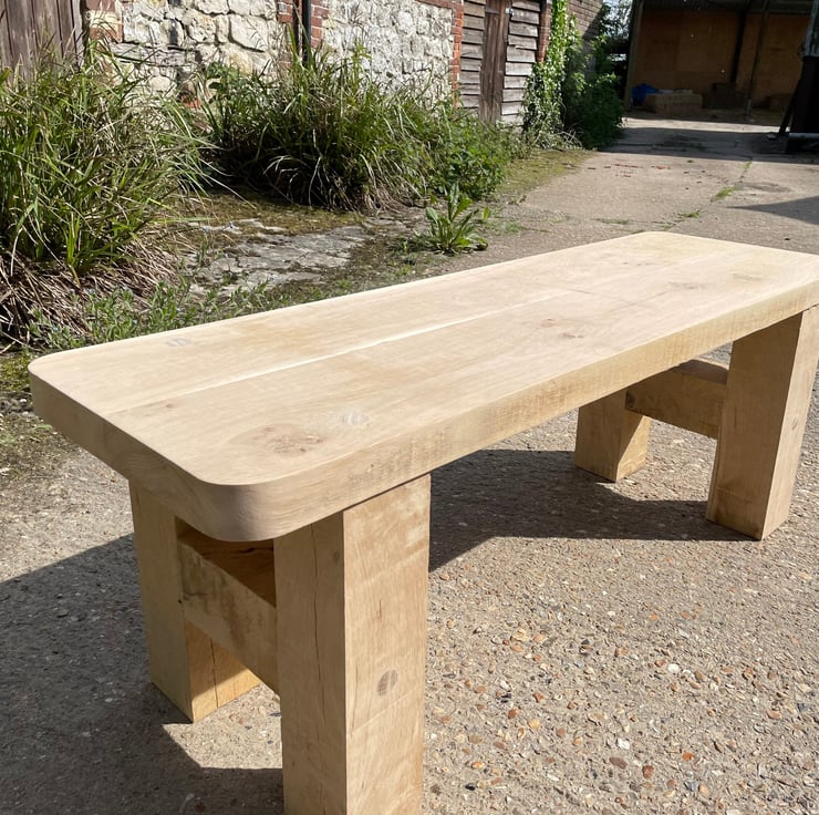 Chunky Oak Outdoor Patio Garden Bench (hallway ... - Folksy