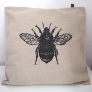 Bumble Bee Printed Linen Cushion - Folksy