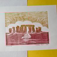 Original Linocut Print - Solstice Sun - Folksy