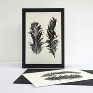 Printmaking Feather card and Print - Folksy