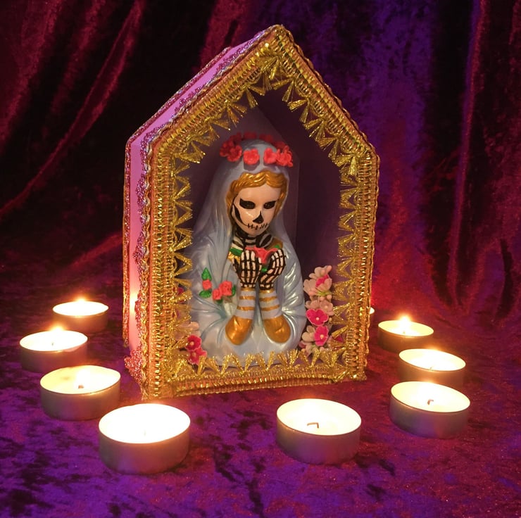 Kitsch Day Of The Dead Santa Muerte Wall Altar ... - Folksy