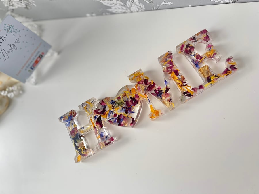 Handmade Flowery Floral Home Sign Resin interio... - Folksy