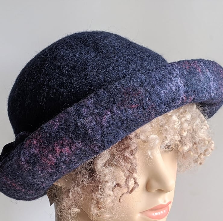 Deep navy felted wool hat - One of the 'Squash... - Folksy