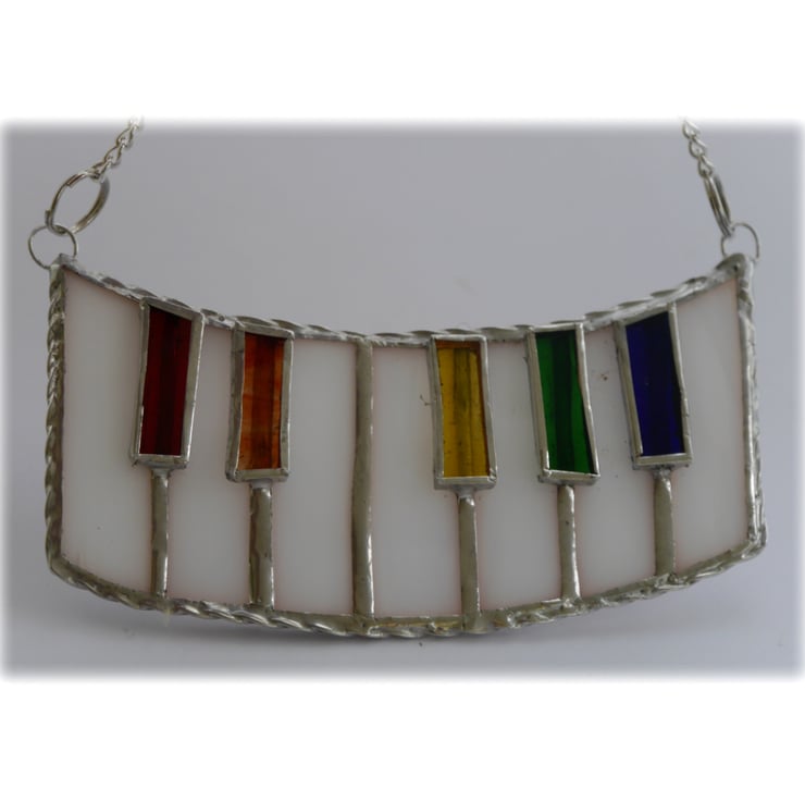 Piano Suncatcher Stained Glass Keyboard Keys Mu... - Folksy