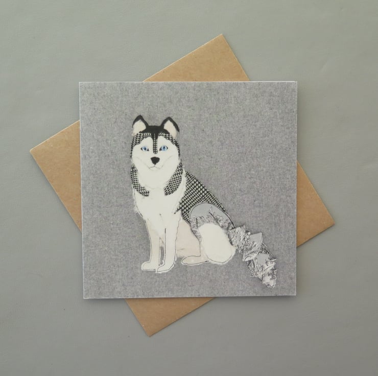 Husky dog card - Folksy