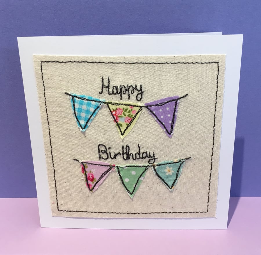 Birthday Bunting Birthday Card - Folksy