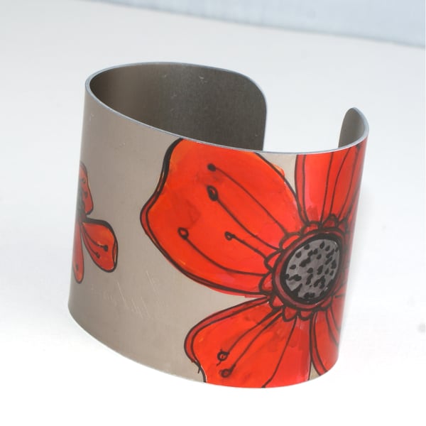 Retro poppy cuff - Folksy