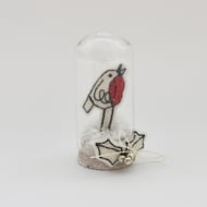 A Miniature Robin within a Glass Dome - Folksy