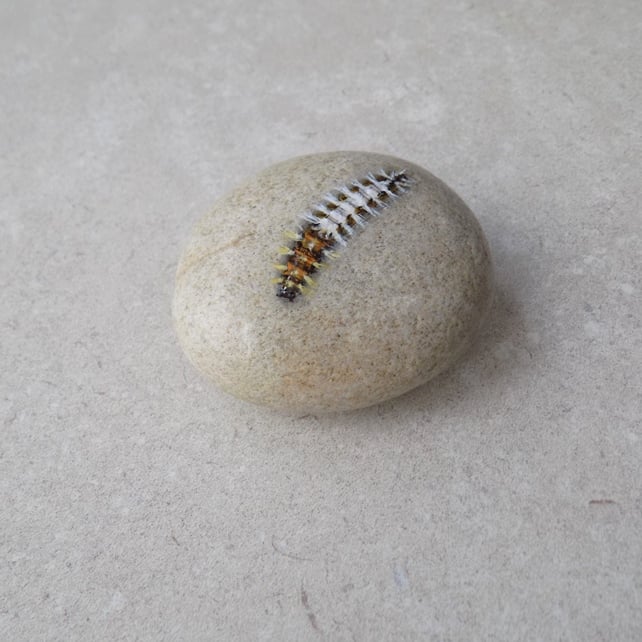 Painted Stone 'Comma Butterfly Caterpillar' - Folksy