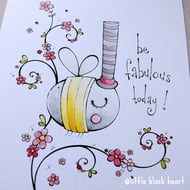 biggest fabulous bee - original illustration (A4) - Folksy