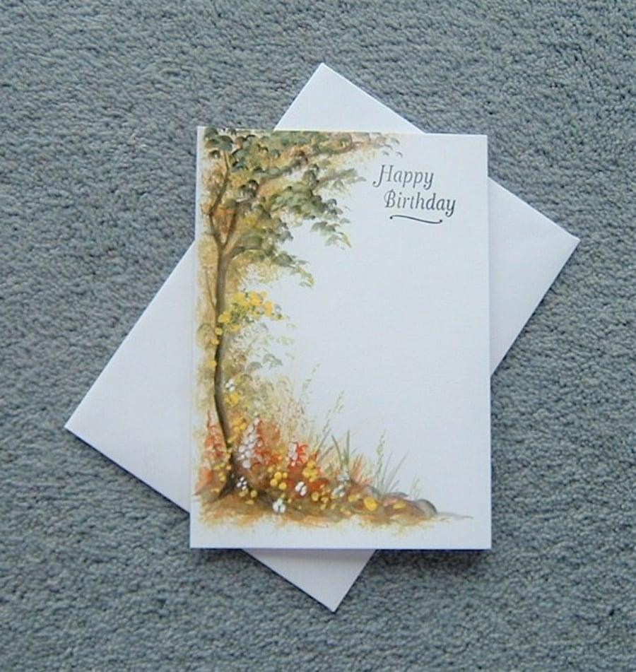 birthday greetings card hand painted landscape ... - Folksy