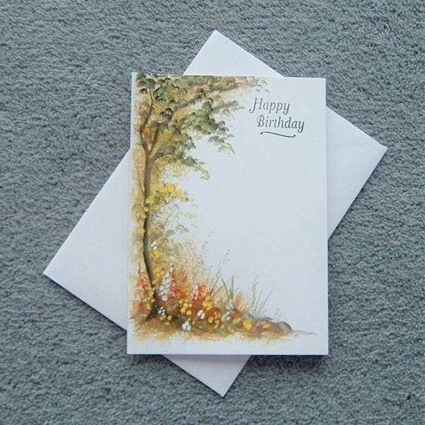 birthday greetings card hand painted landscape ... - Folksy
