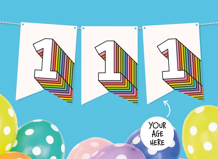 Rainbow First Birthday Banner - Folksy