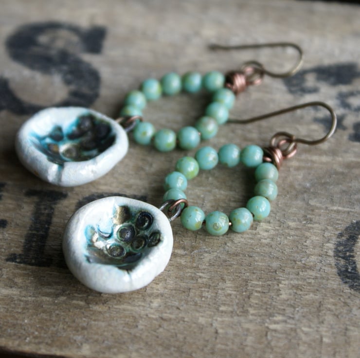 Rustic Turquoise Drop Earrings - Folksy