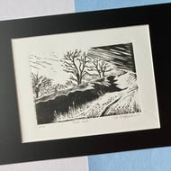 Original Linocut Print - Hod Hill - Folksy