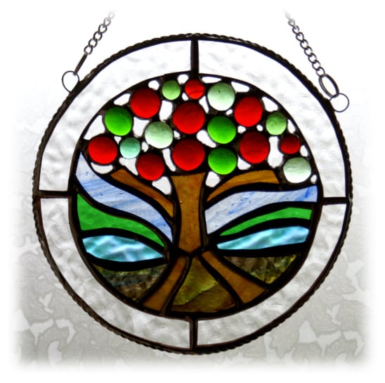 Apple Tree Suncatcher Stained Glass Ring Fruit - Folksy