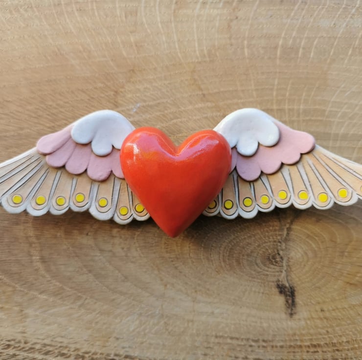 Heart sculpture, ceramic wall art, red ceramic ... - Folksy