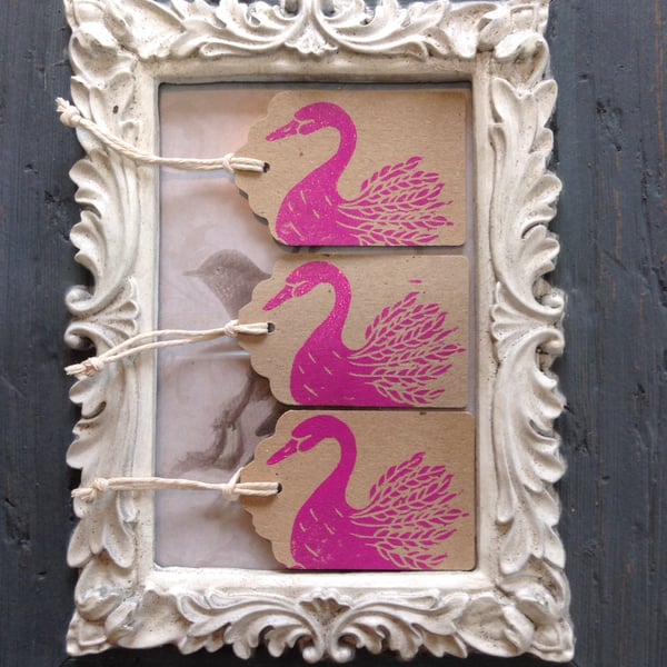 Set of 3 hand printed gift tags - Folksy