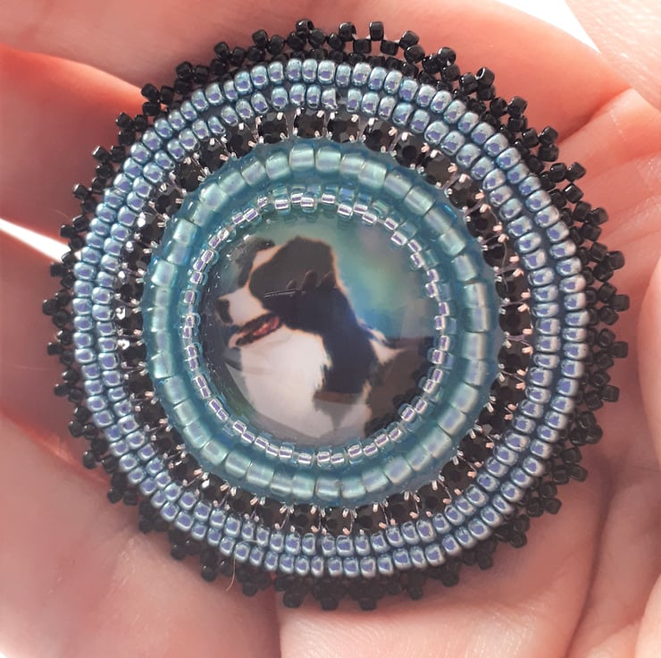 Bead Embroidered Border Collie Dog Brooch - Folksy