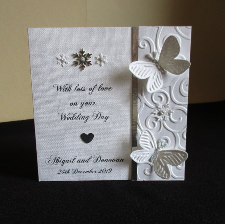 Sparkly Snowflake Butterfly Winter Wedding Card... - Folksy