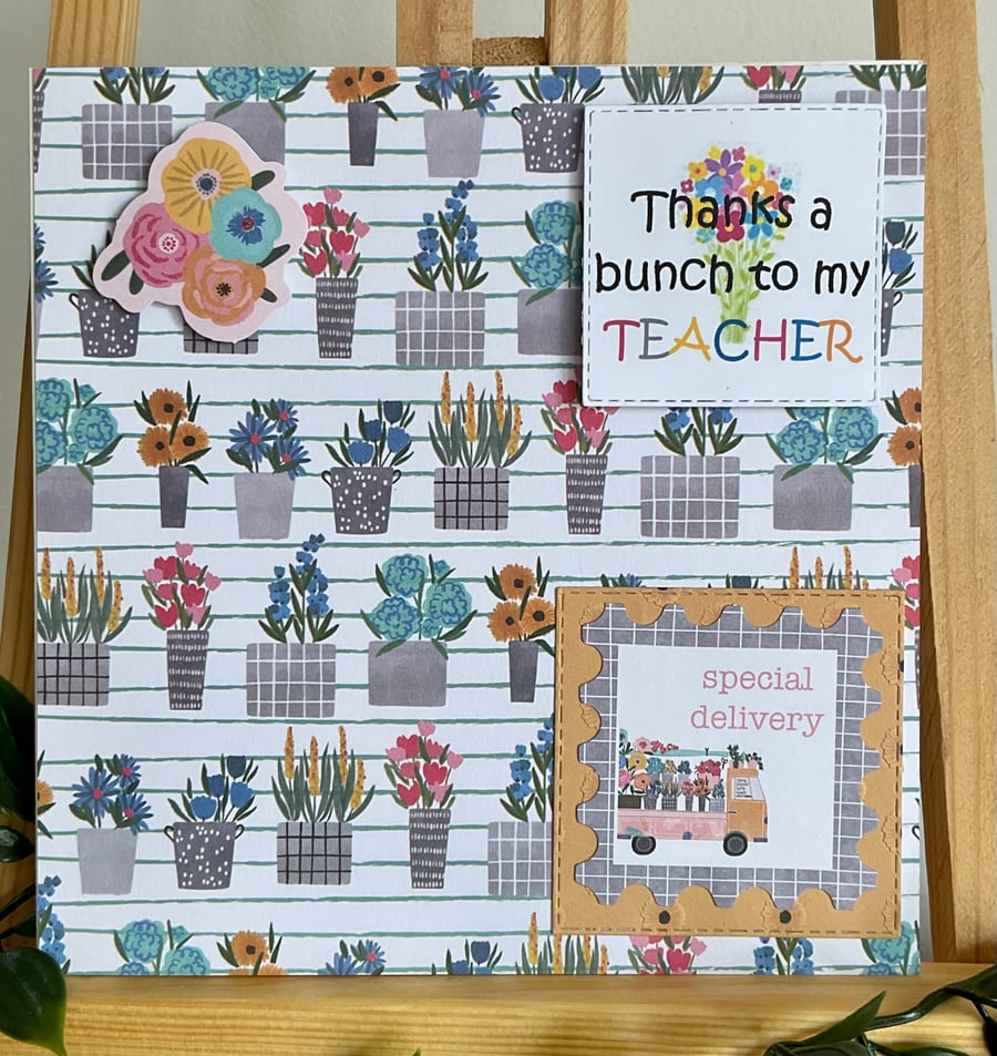 Card. Thank you to my teacher. Card for teacher. - Folksy