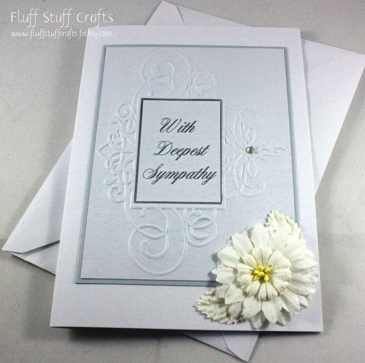 Handmade white sympathy card - Folksy