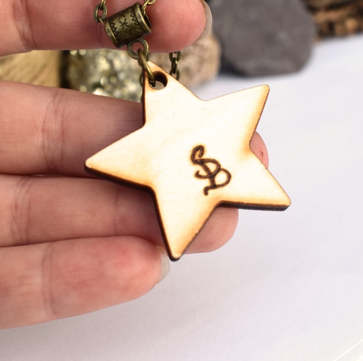 A shroom star. Pyrography toadstool pendant, fl... - Folksy
