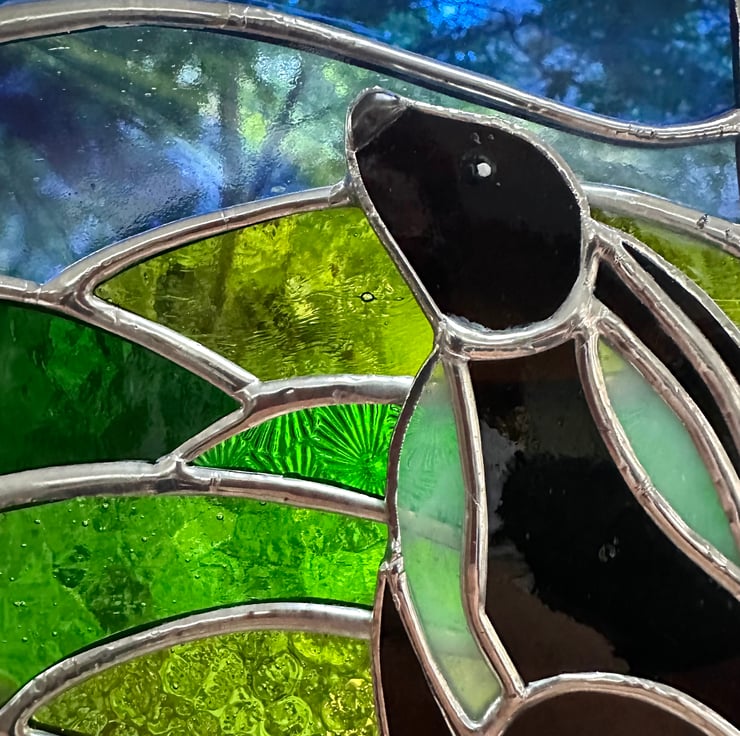 Stained Glass Hare Panel - Moon Gazing Hare - W... - Folksy