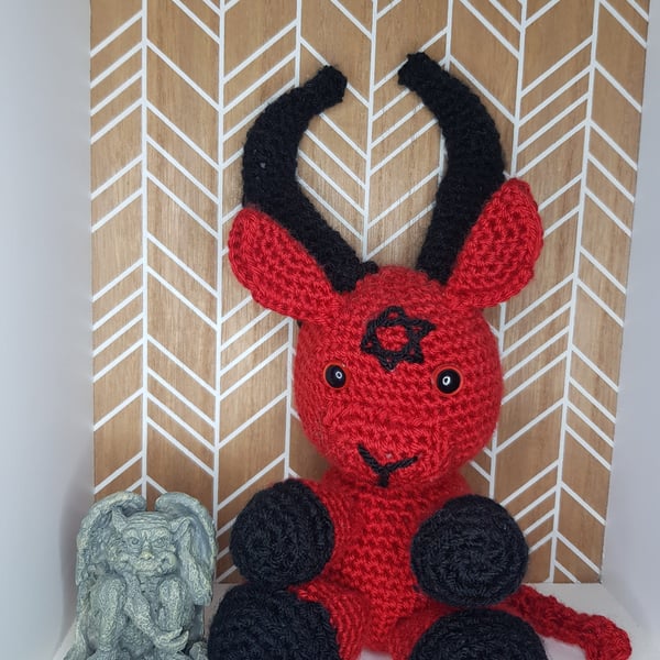 baby baphomet crochet teddy, devil goat, - Folksy
